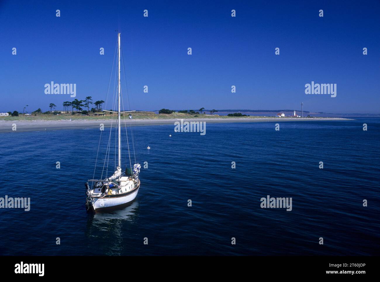 Sailboat with Pt Wilson Lighthouse, Fort Worden State Park, Washington ...