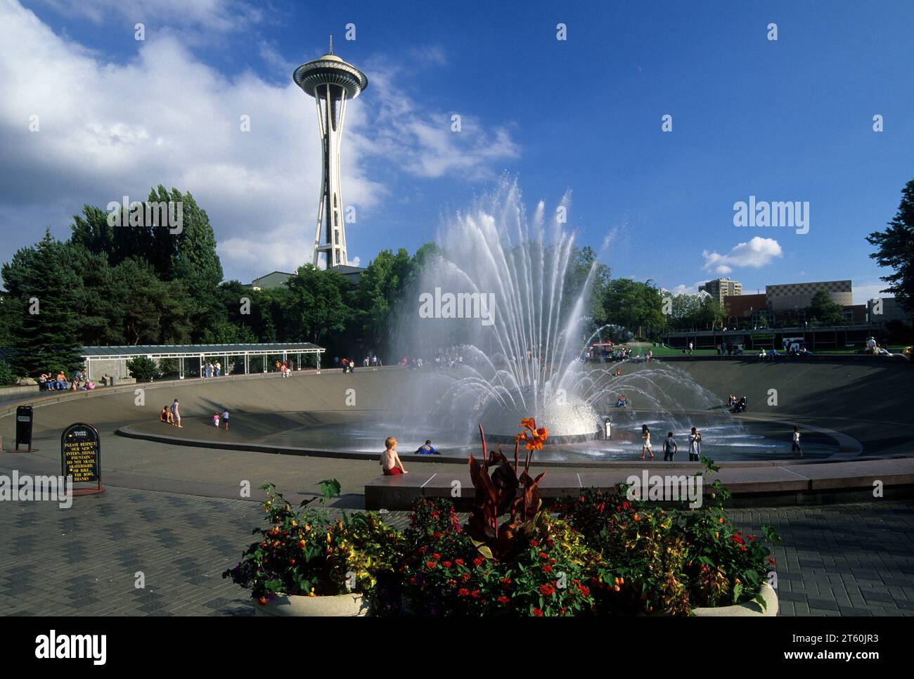 International Fountain with Space Needle, Seattle Center, Seattle, Washington Stock Photo - Alamy