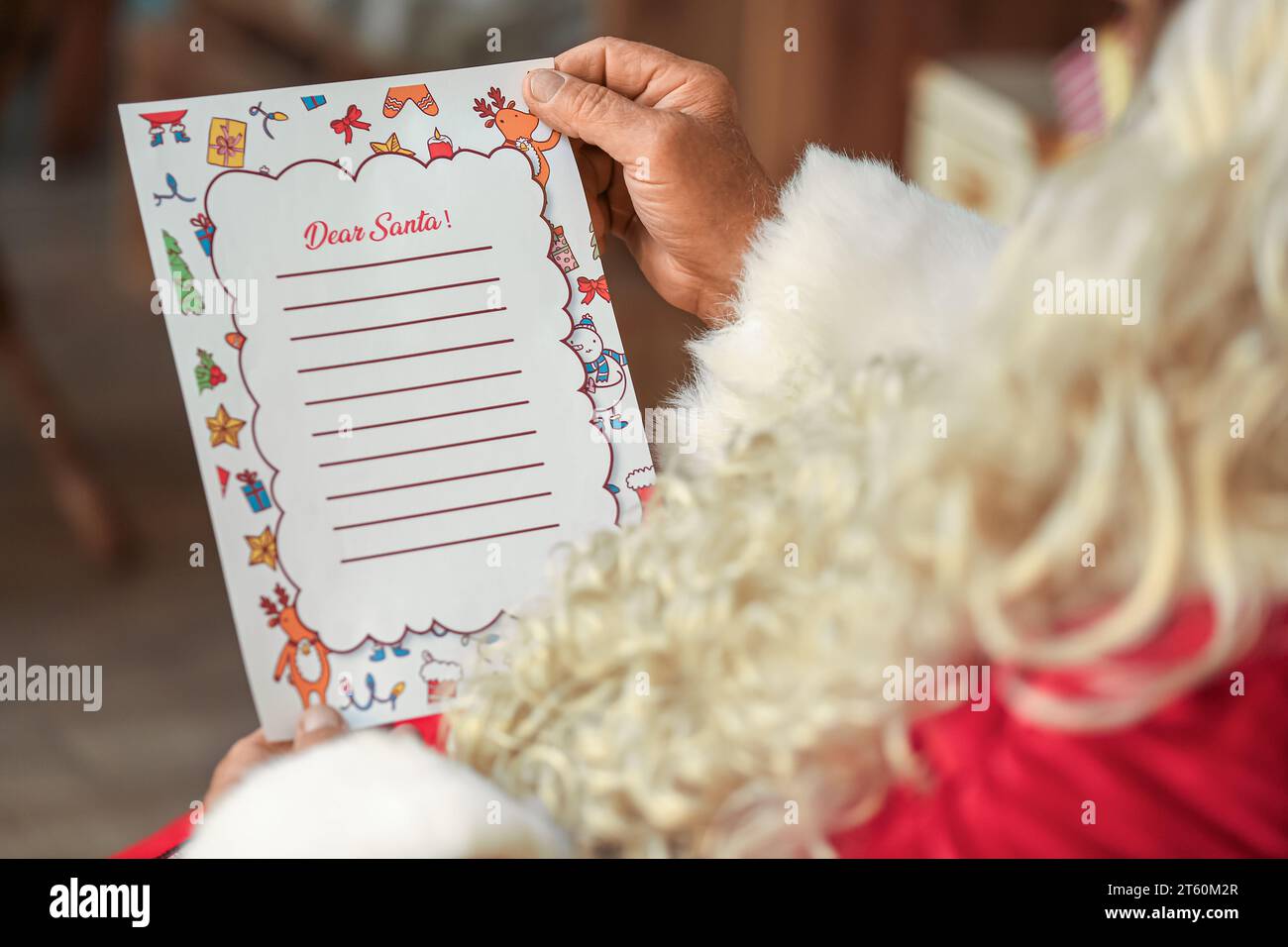 Santa Claus reading letter at home on Christmas eve, closeup Stock ...
