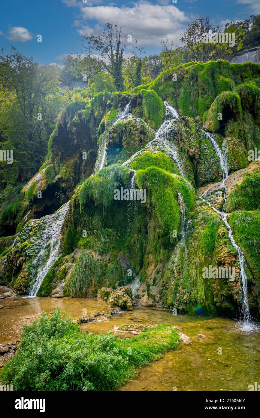 View of the Tufs waterfall with low water flow Stock Photo - Alamy