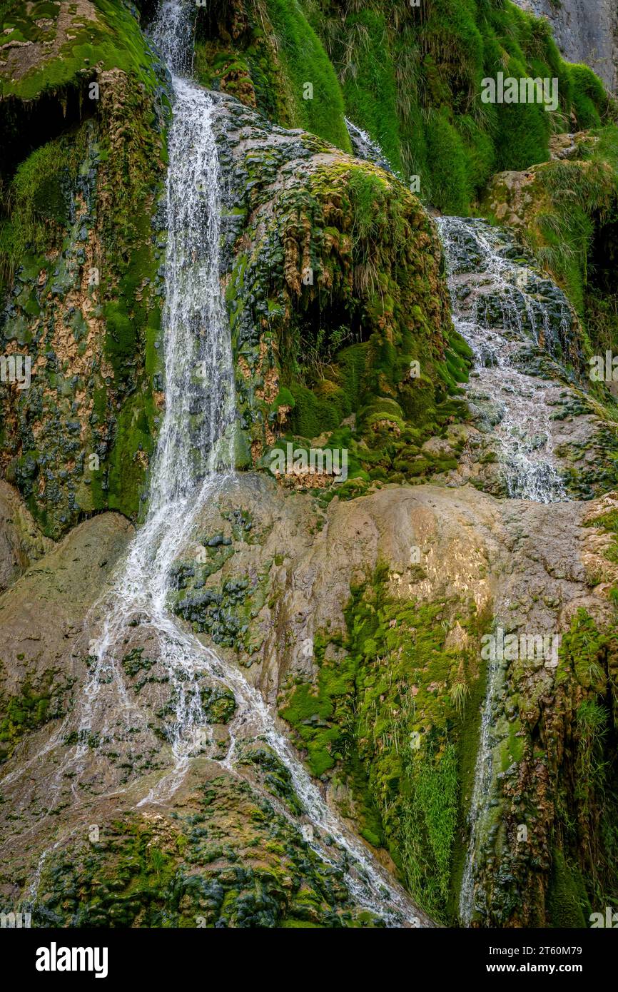 View of the Tufs waterfall with low water flow Stock Photo - Alamy