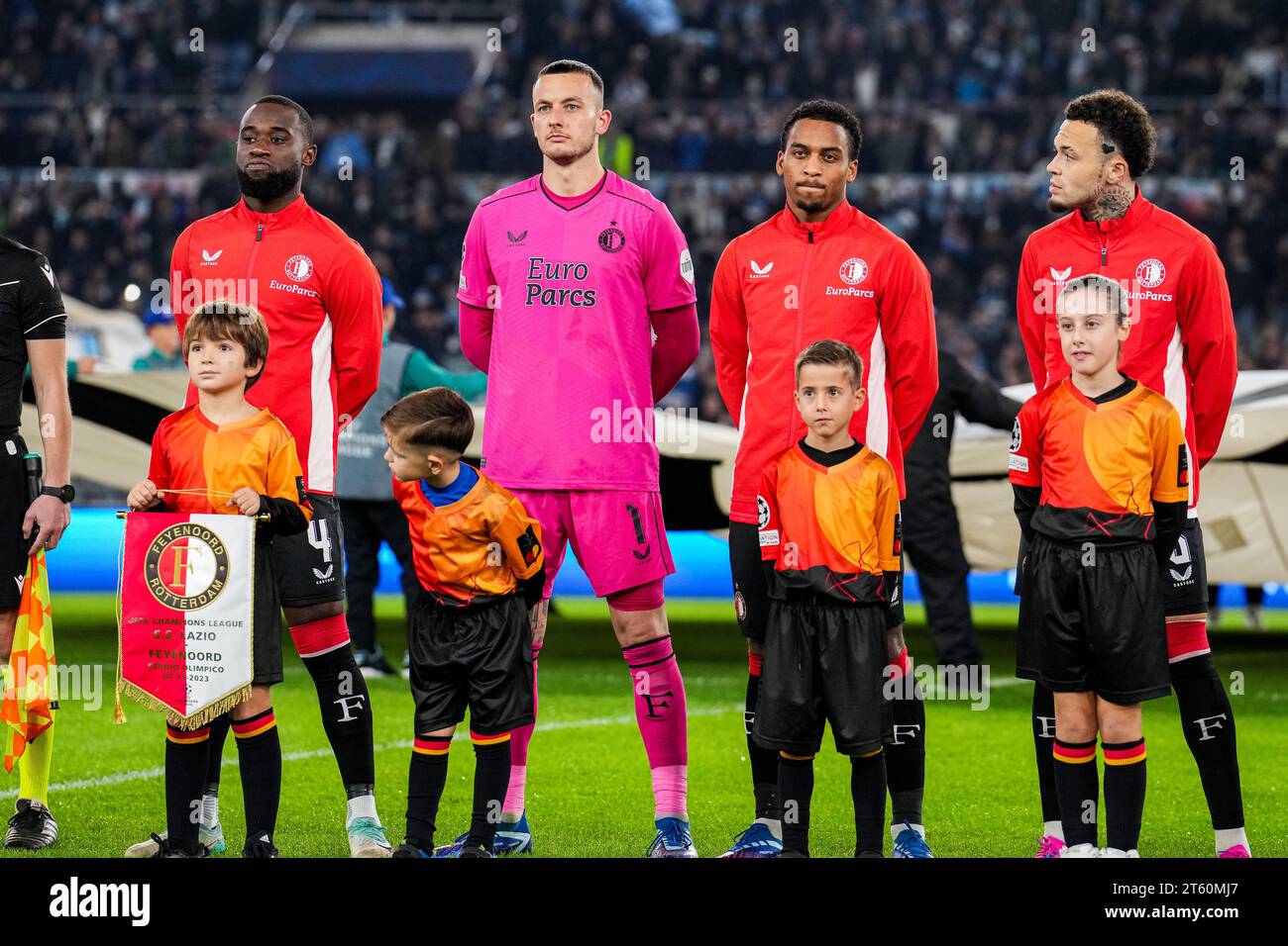 Rome, Italy. 07th Nov, 2023. Rome - Lutsharel Geertruida of Feyenoord, Feyenoord keeper Justin ...