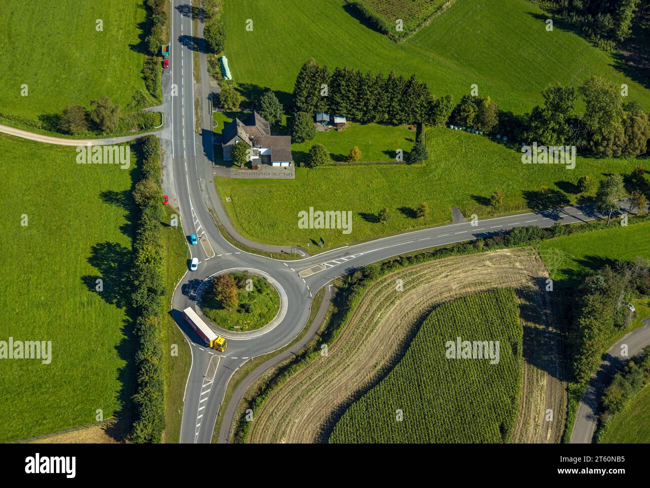 Greened traffic circle on federal highway b55 and bermkestrasse hi-res ...
