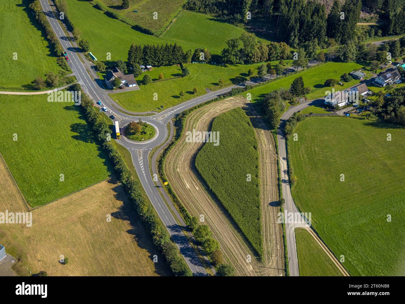 Greened traffic circle on federal highway b55 and bermkestrasse hi-res ...