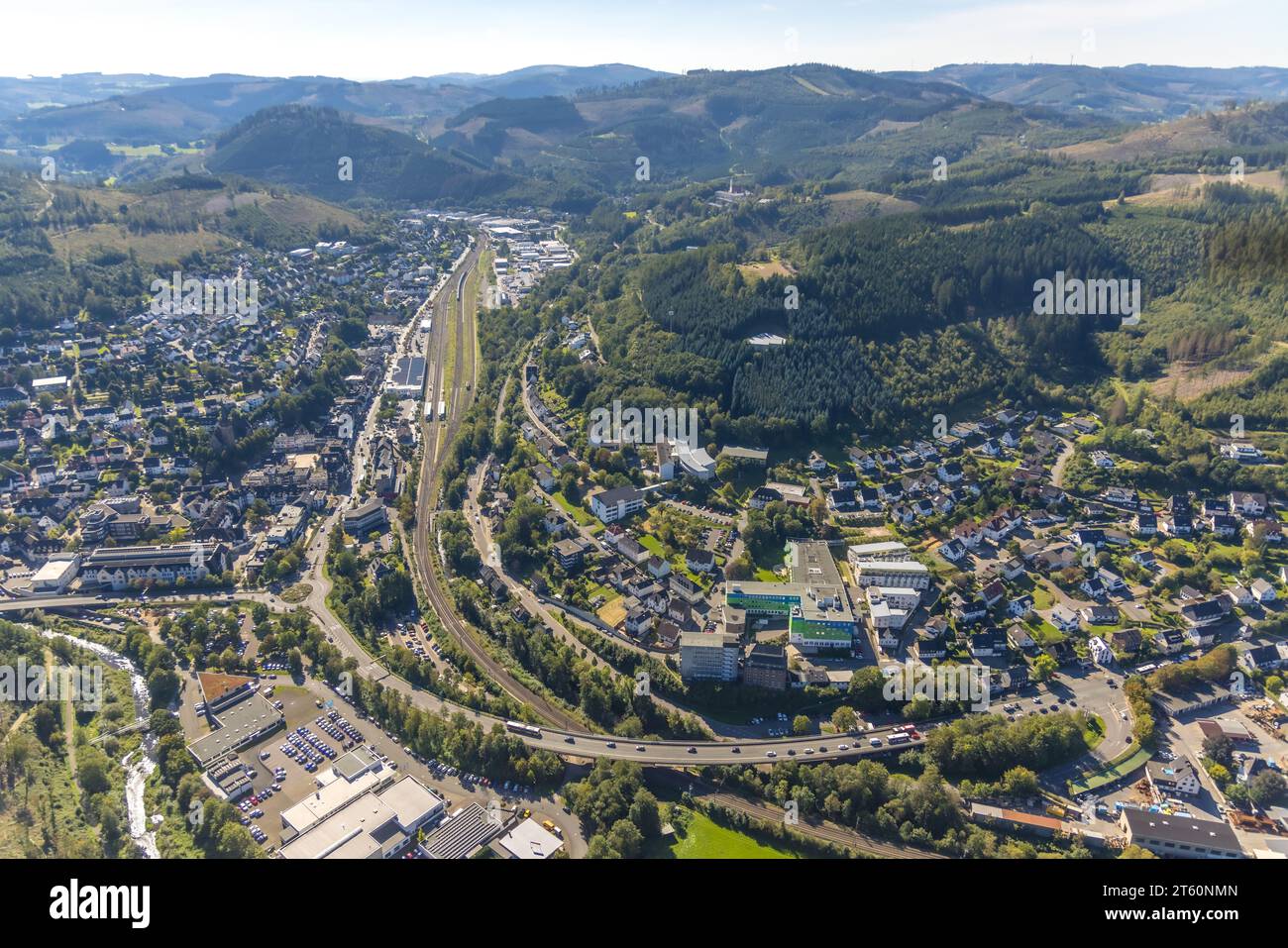 Aerial view, St. Josefs-Hospital and Josefinum, Gymnasium der Stadt ...