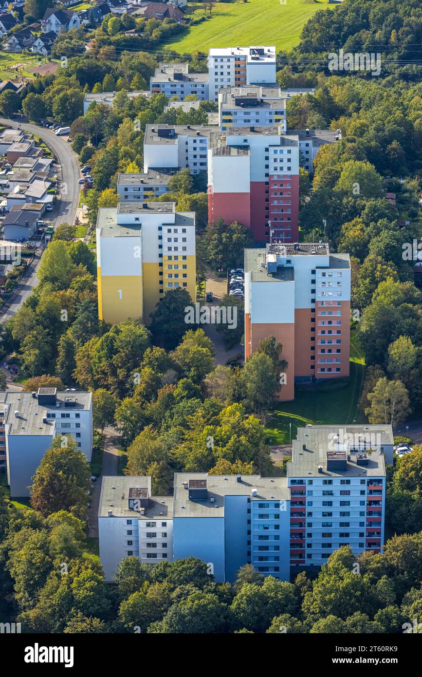 Aerial view, high-rise housing estate Eggersten Ring, LEG Wohnen NRW ...