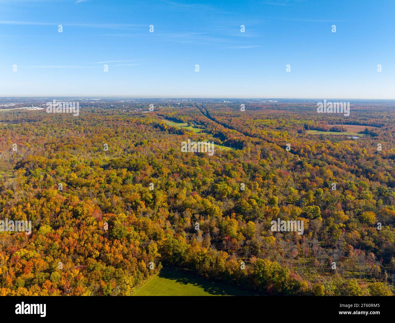 Aerial drone photo fall foliage Maryland Laurel Stock Photo - Alamy