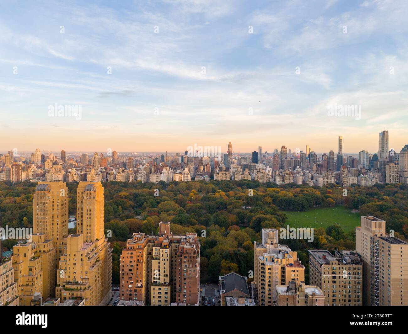 Aerial photo New York Central Park. View of highrise condominium ...