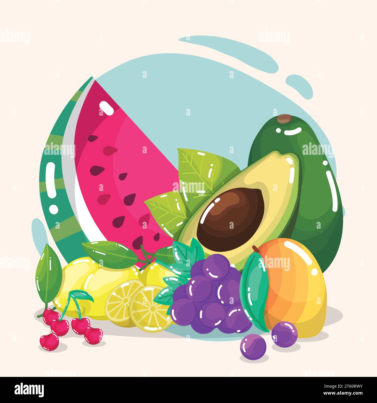 Set of fruits Healthy food Vector illustration Stock Vector Image & Art ...