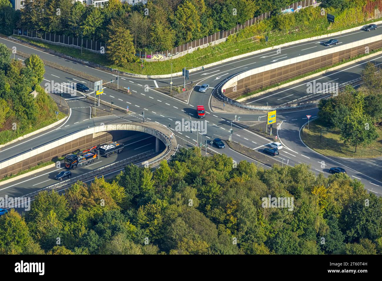 Road traffic intersection bottenbacher strasse with underpass ...