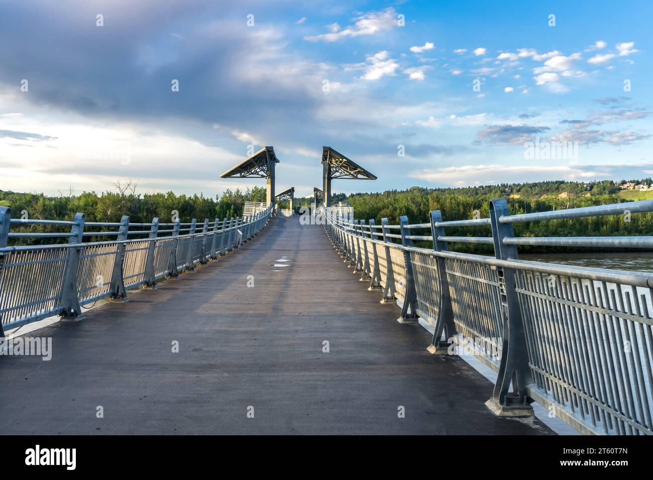 City of Edmonton, Terwillegar Park Footbridge in summer season with ...