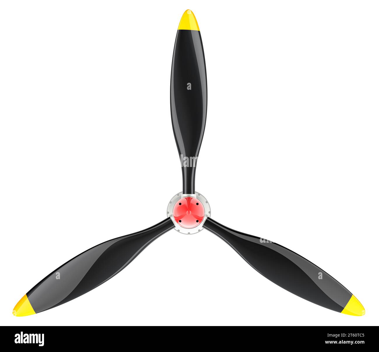Airplane propeller with 3 blades, 3D rendering isolated on white ...
