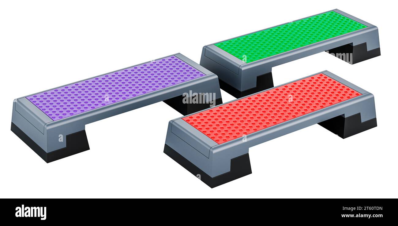 Aerobic Exercise Step Platforms with 2 Risers. Adjustable Workout ...