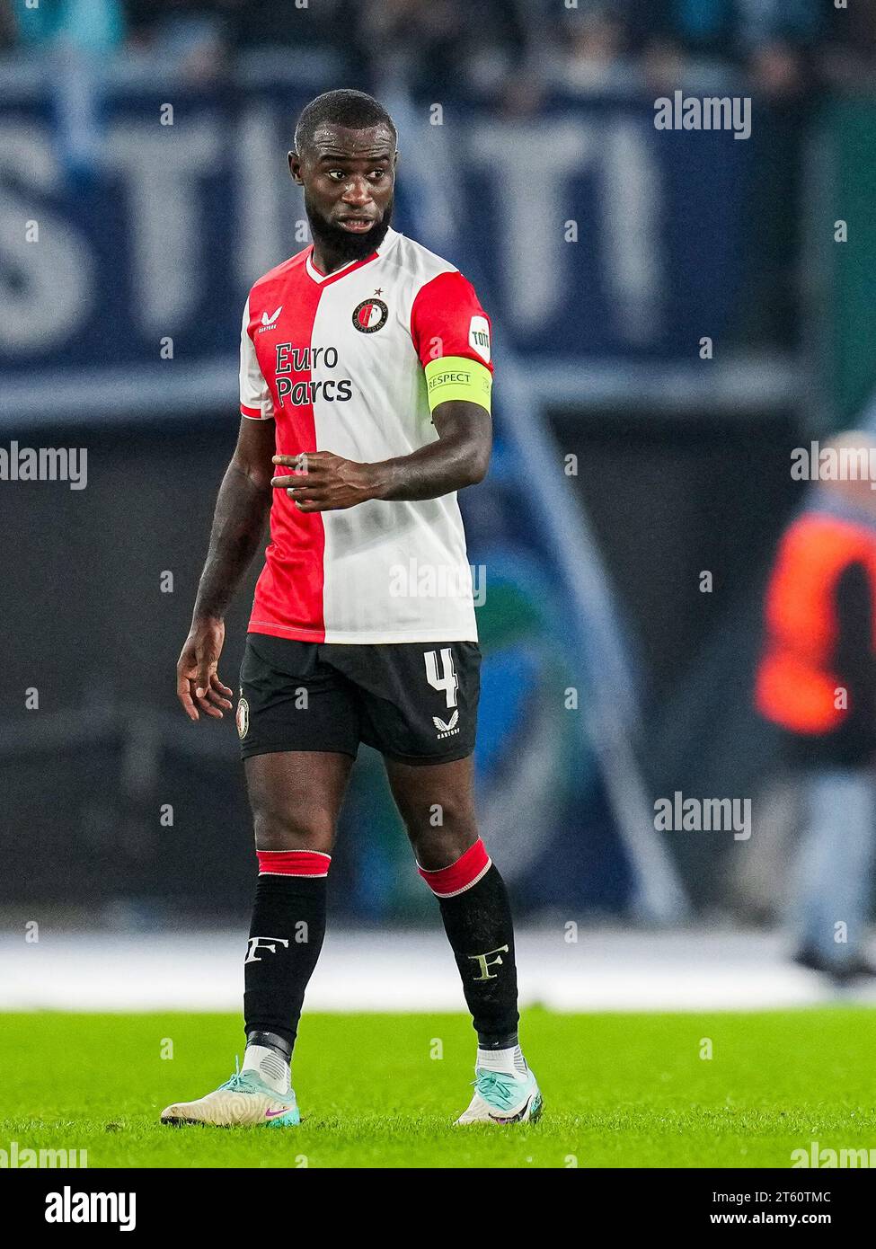 Rome, Italy. 07th Nov, 2023. Rome - Lutsharel Geertruida of Feyenoord reacts to the 1-0 during ...
