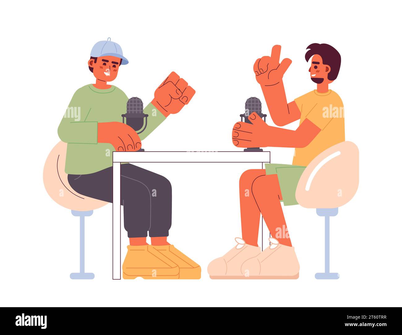 Best friends men podcasters 2D cartoon characters Stock Vector Image ...