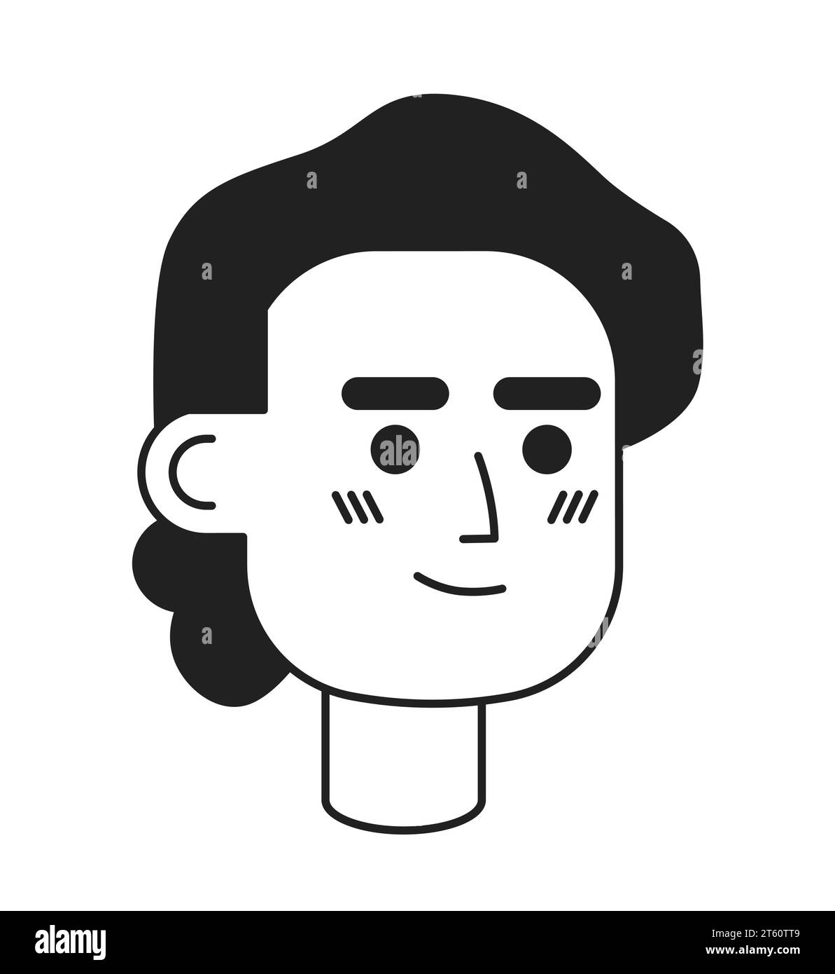 Indian adult man ponytail black and white 2D vector avatar illustration ...