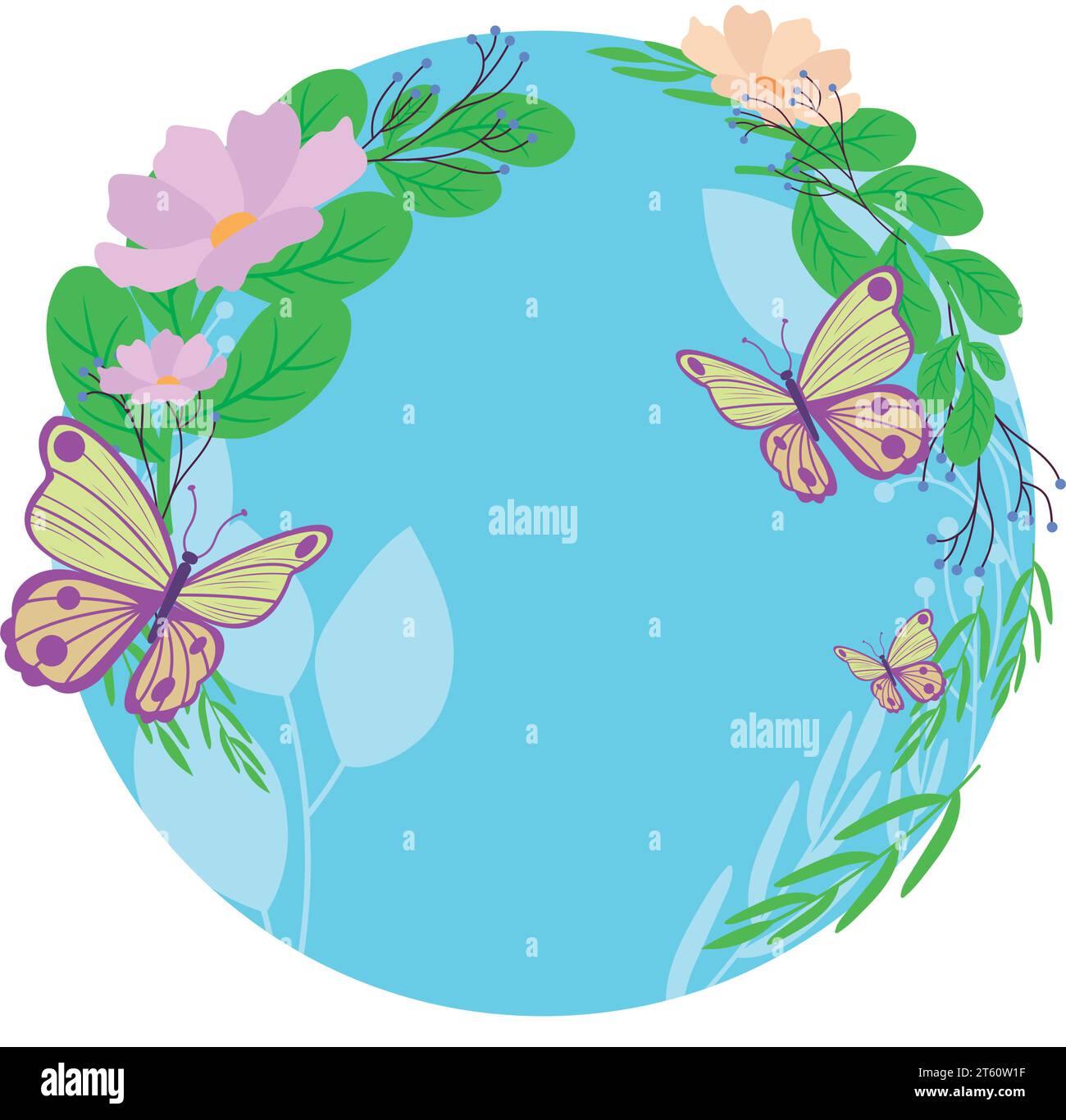 Isolated colored badge with butterflies and leaves Vector Stock Vector ...