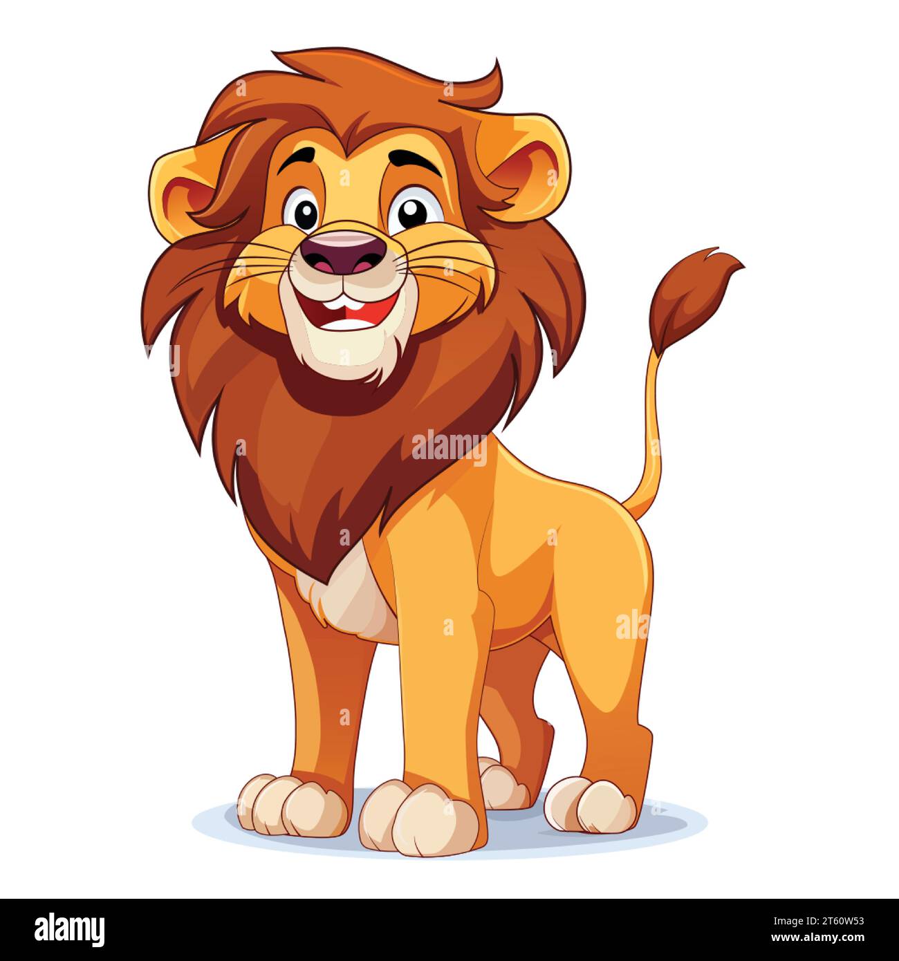 Cartoon happy lion isolated on white background, Vector illustration ...