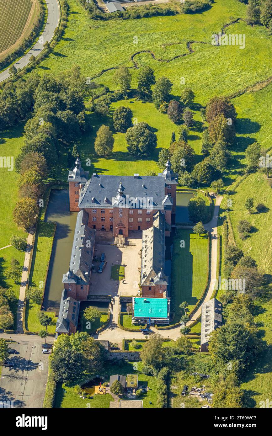 Moated castle adolfsburg and construction site with new building hi-res ...