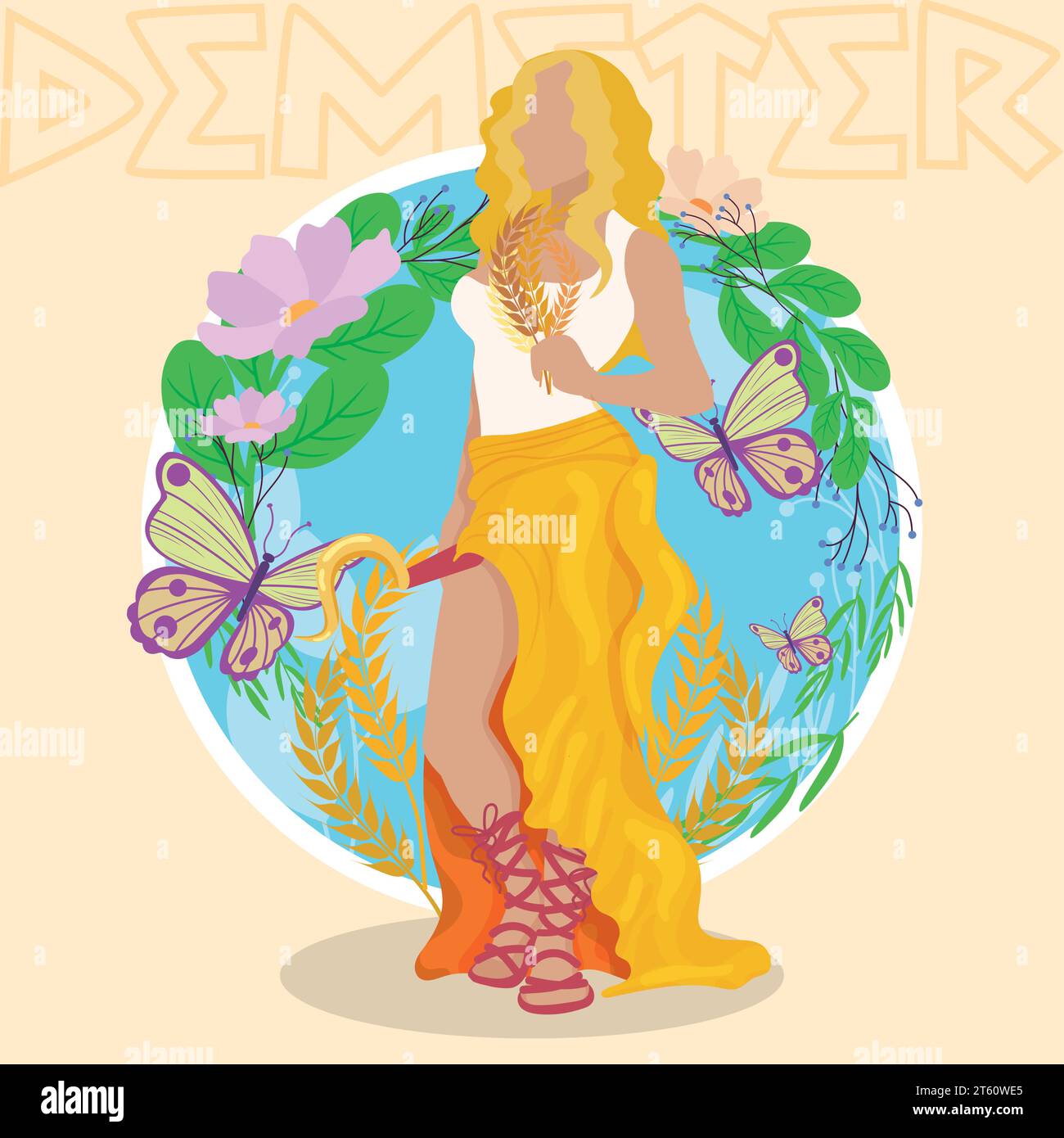 Isolated colored demeter greek god of harvest and fertility character ...