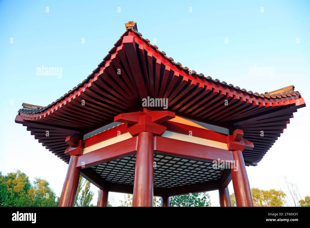 Chinese traditional style wooden Arbor Stock Photo - Alamy