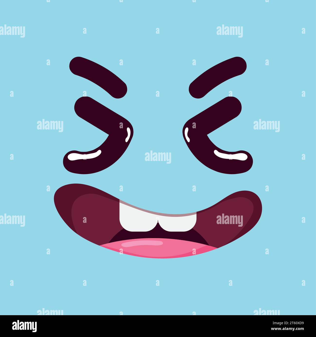 Isolated Cute Happy Facial Expression Vector Illustration Stock Vector