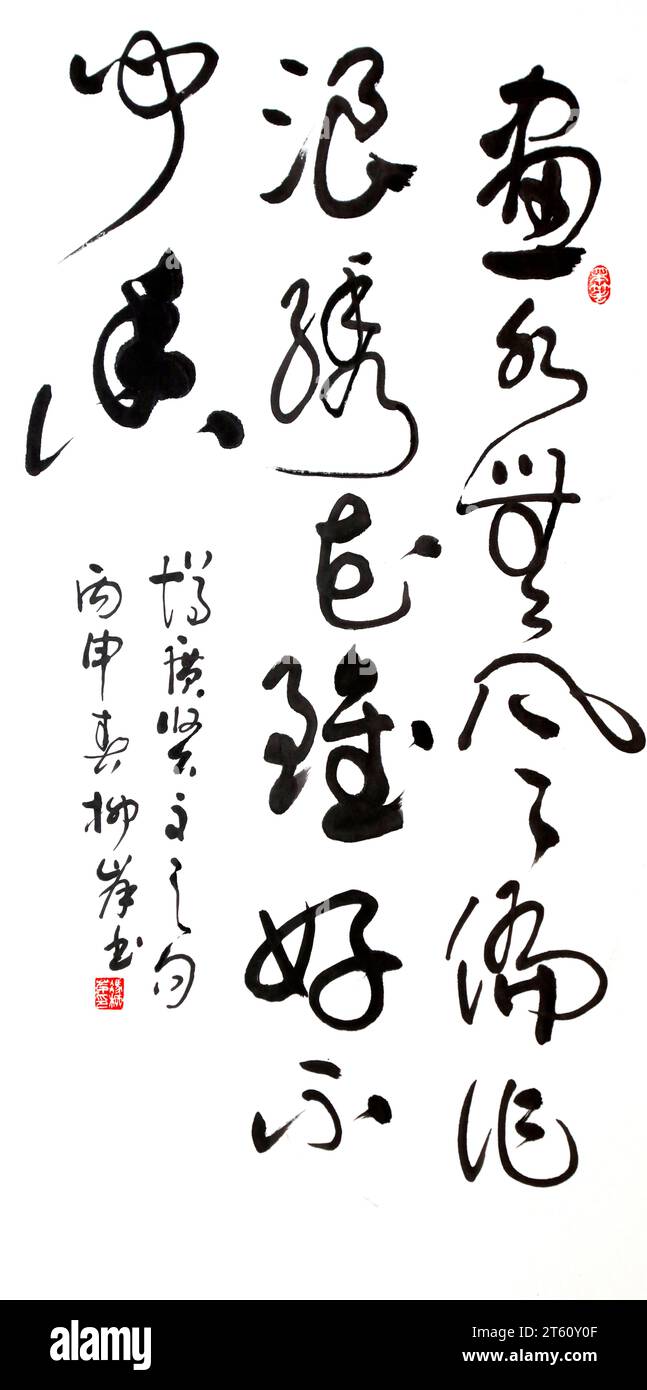 Traditional Chinese calligraphy, closeup of photo Stock Photo - Alamy