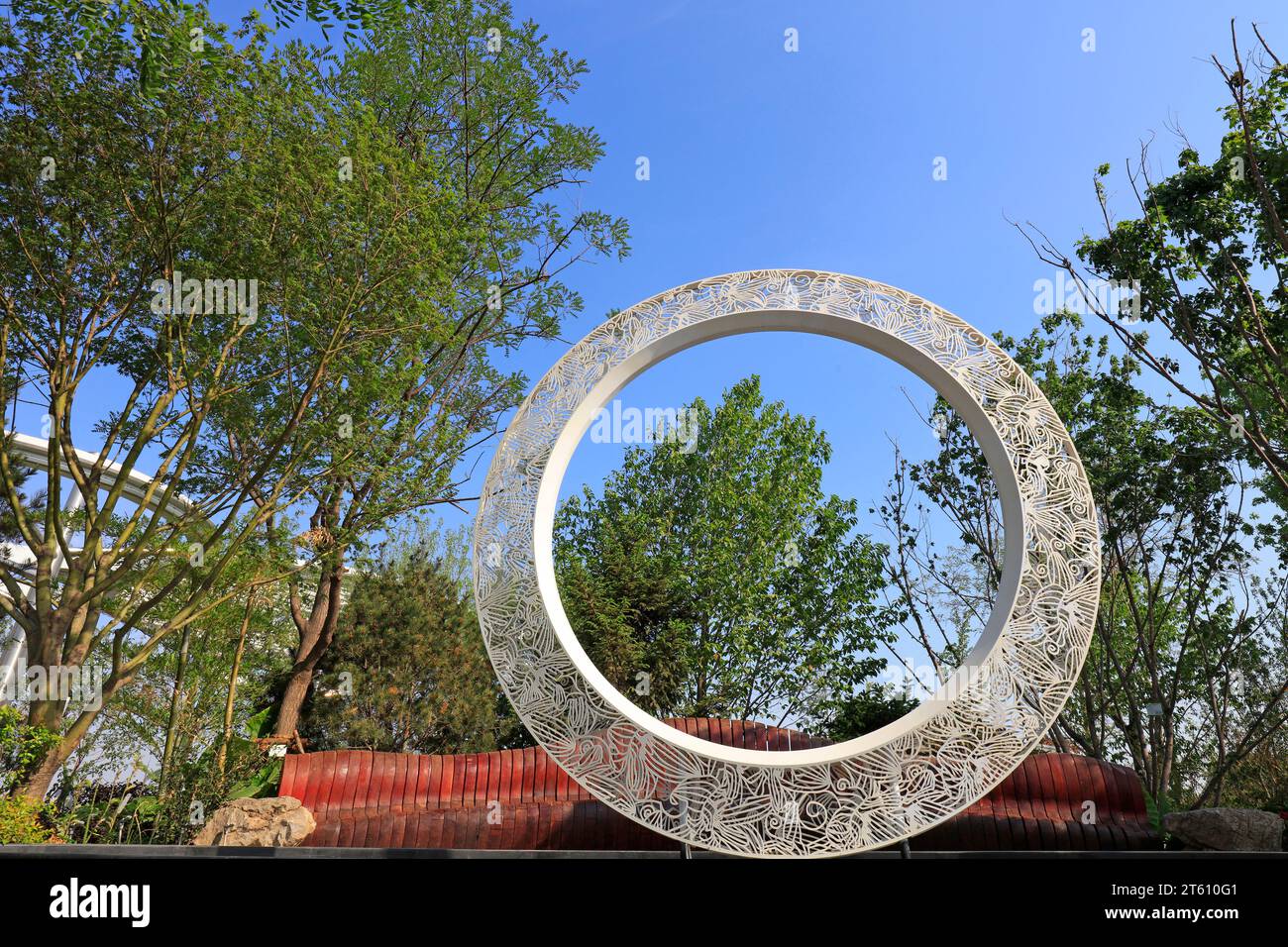 circular sculpture in the park Stock Photo - Alamy