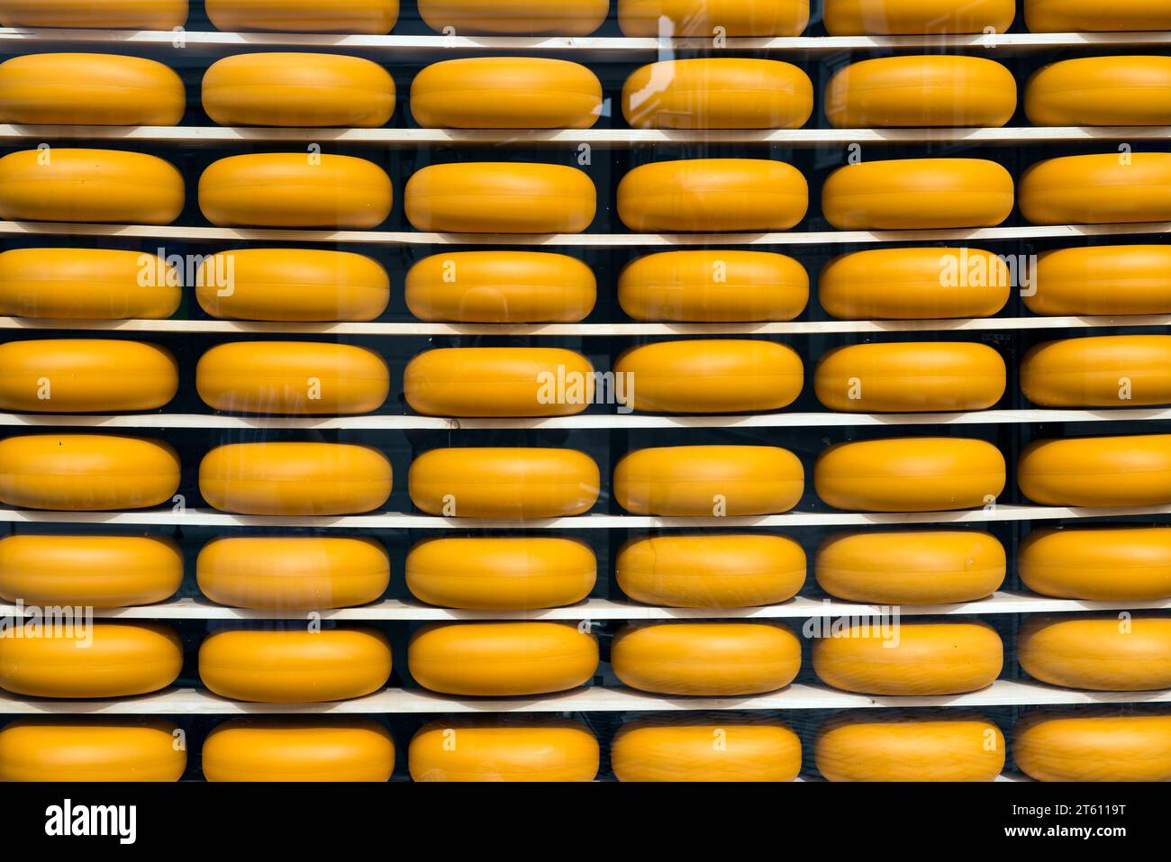 Edam Cheese in a shop window in Edam, Holland, Netherlands Stock Photo ...