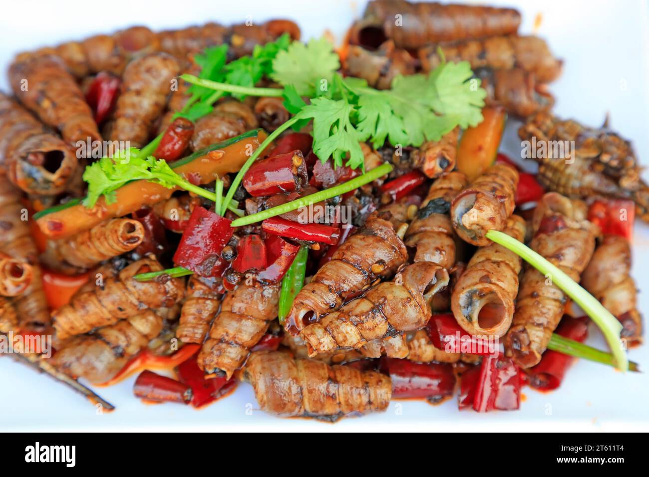 Spicy fried shell dishes Stock Photo - Alamy