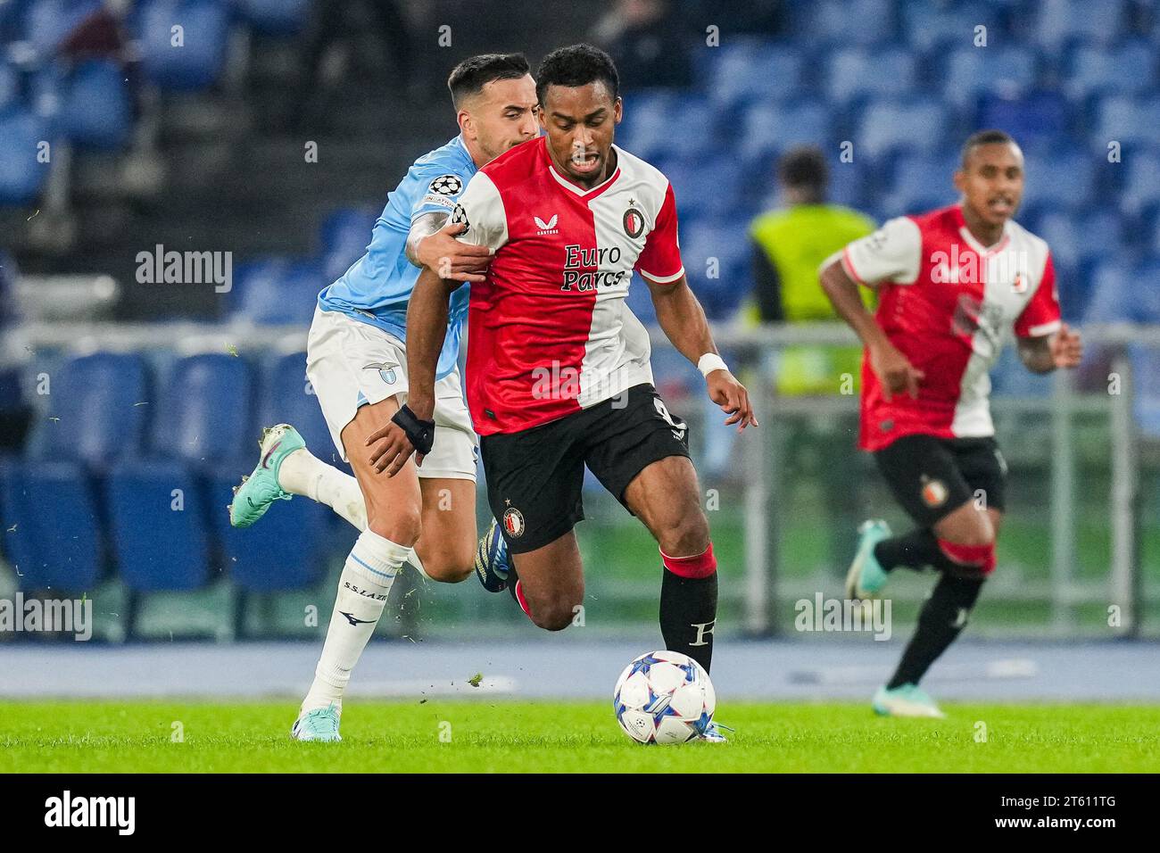 Rome, Italy. 07th Nov, 2023. Rome - Matias Vecino of Lazio, Quinten Timber of Feyenoord during ...