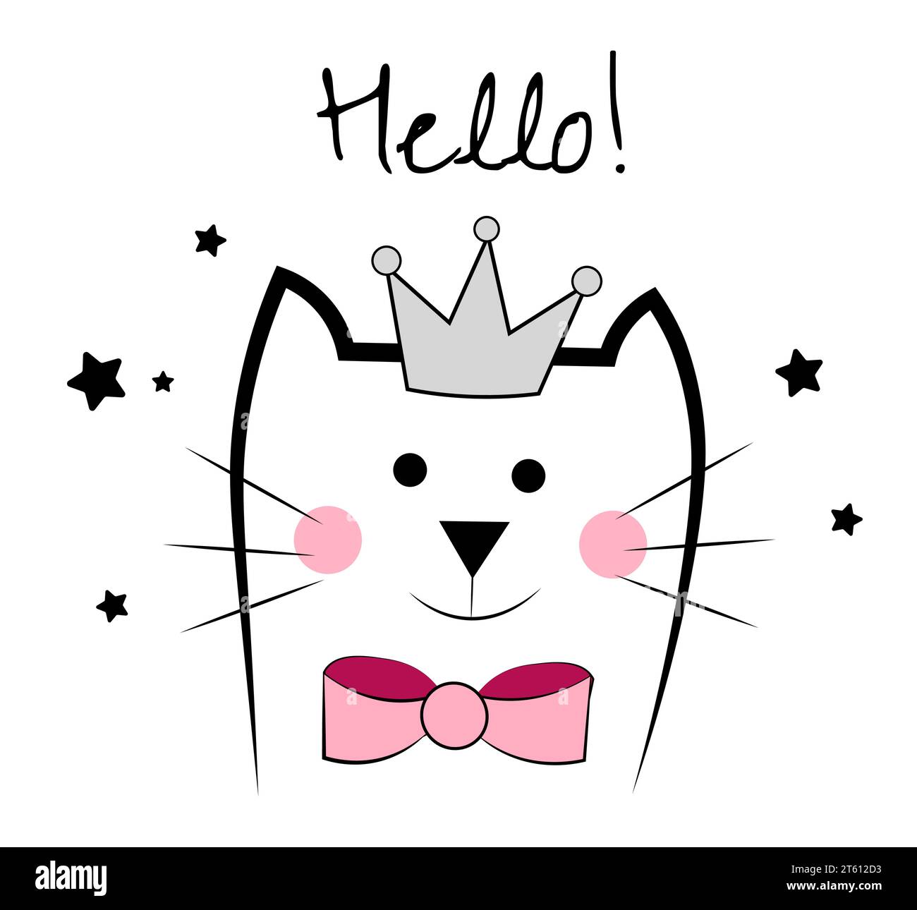 Cute doodle cat crown Stock Vector Images - Alamy