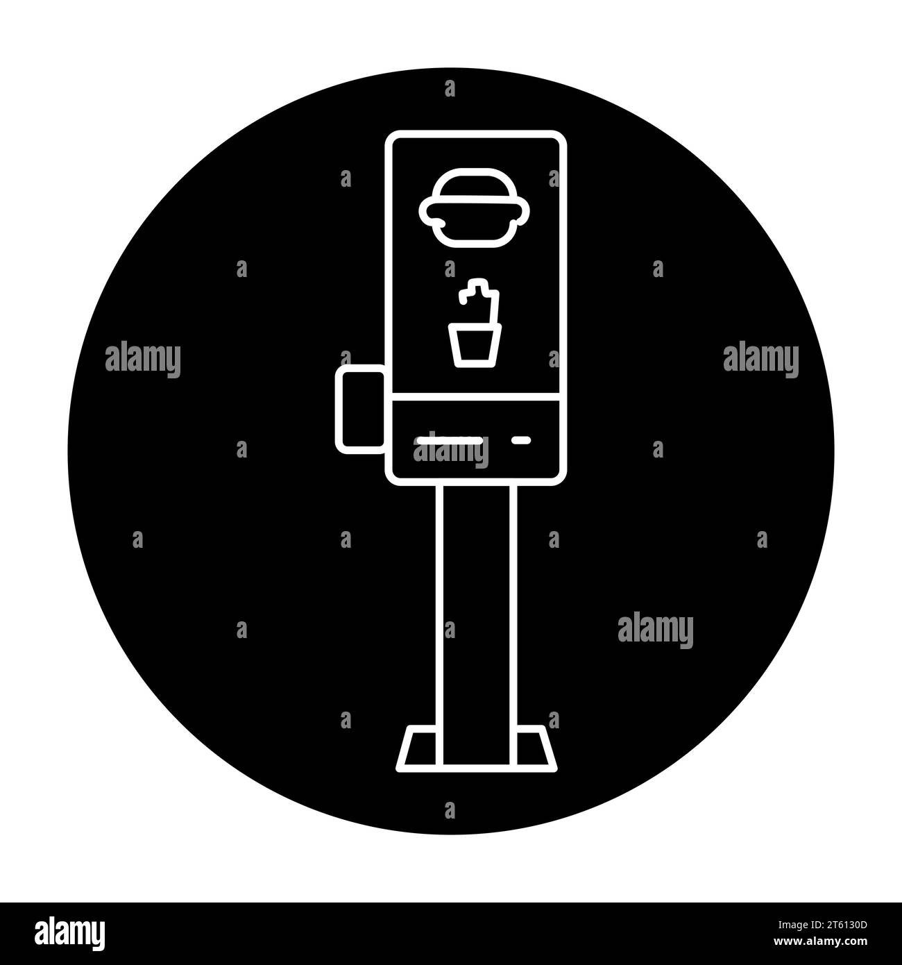 Kiosk fastfood in black line icon. Self service machine. Pictogram for ...