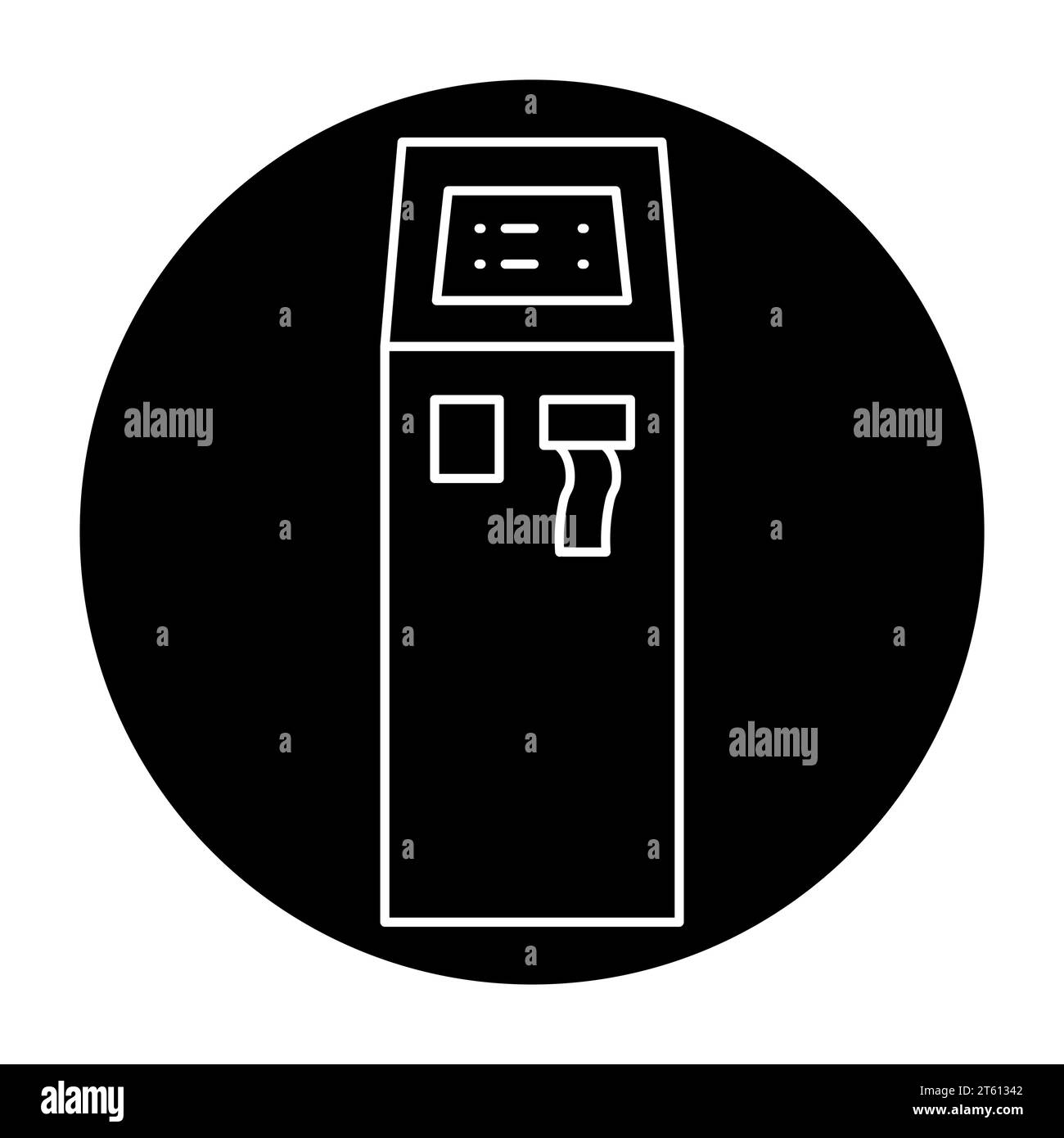 Ticket machine in black line icon. Self service machine. Pictogram for ...
