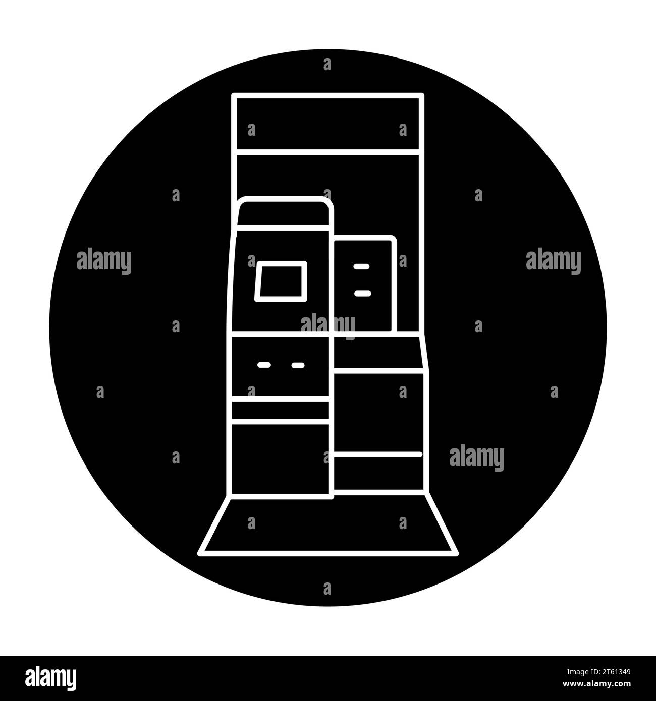 Usps kiosk in black line icon. Self service machine. Pictogram for web ...