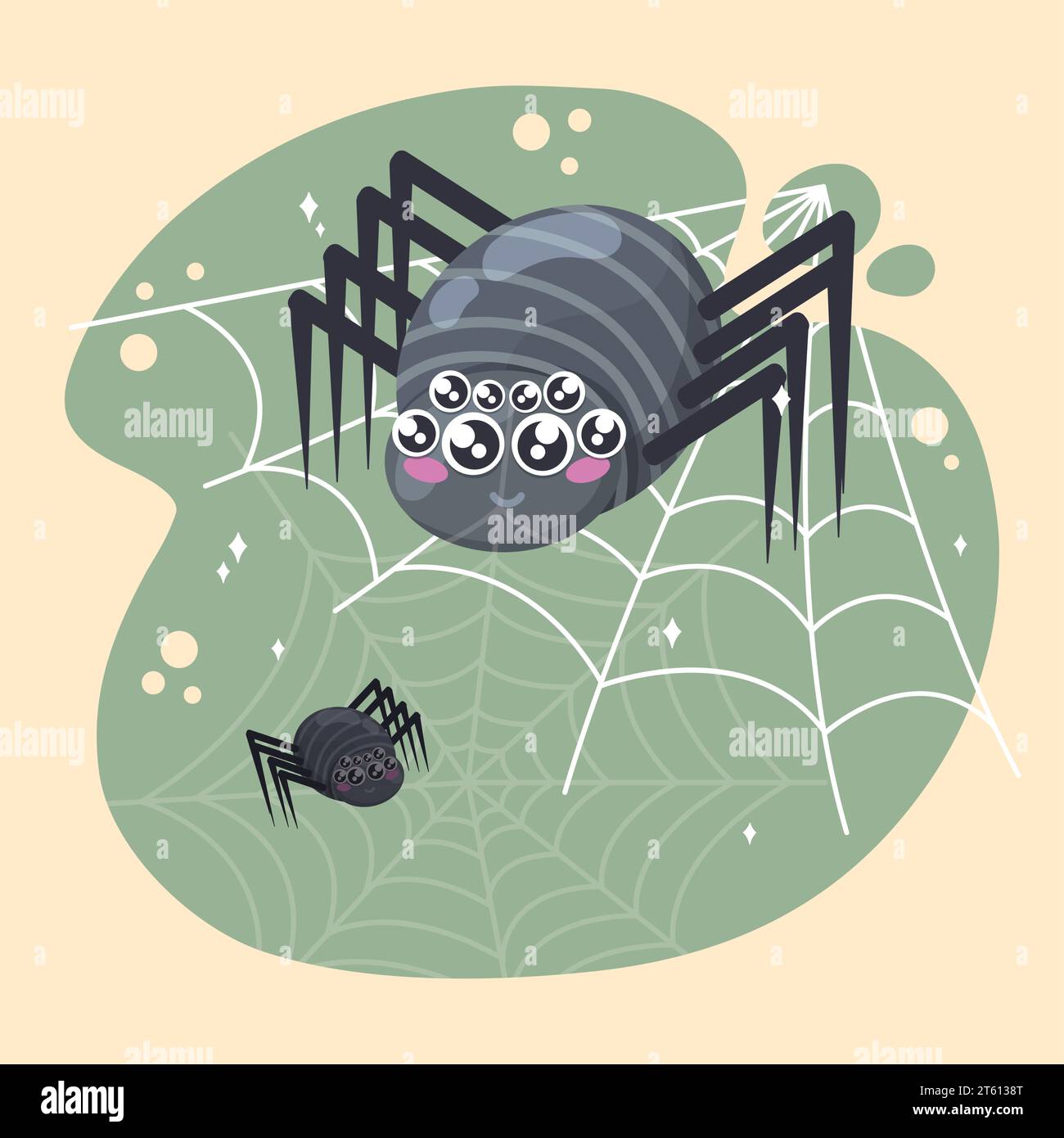 Cute spider characters on a spider web Vector Stock Vector Image & Art ...