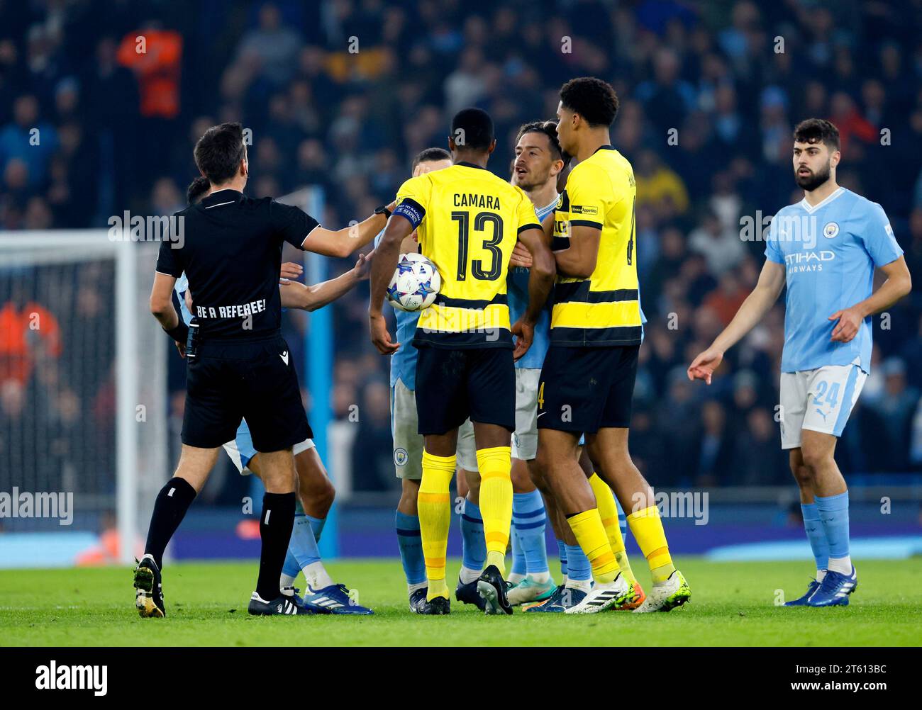 Manchester City's Jack Grealish and BSC Young Boys' Mohamed Ali Camara ...
