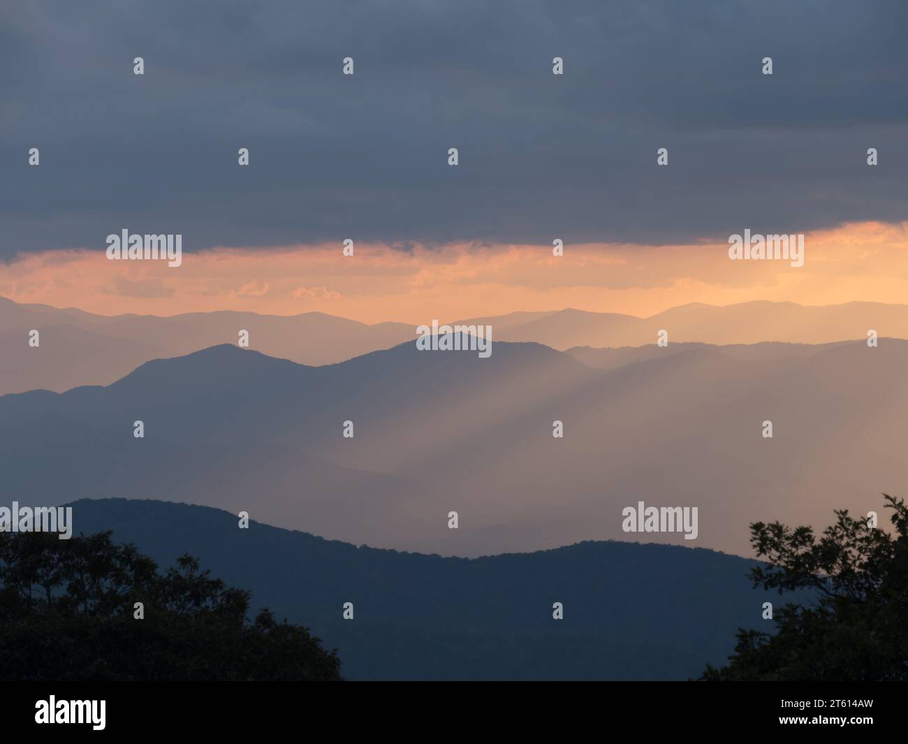 Sunset panorama element 4 across the Blue Ridge Mountains Stock Photo ...
