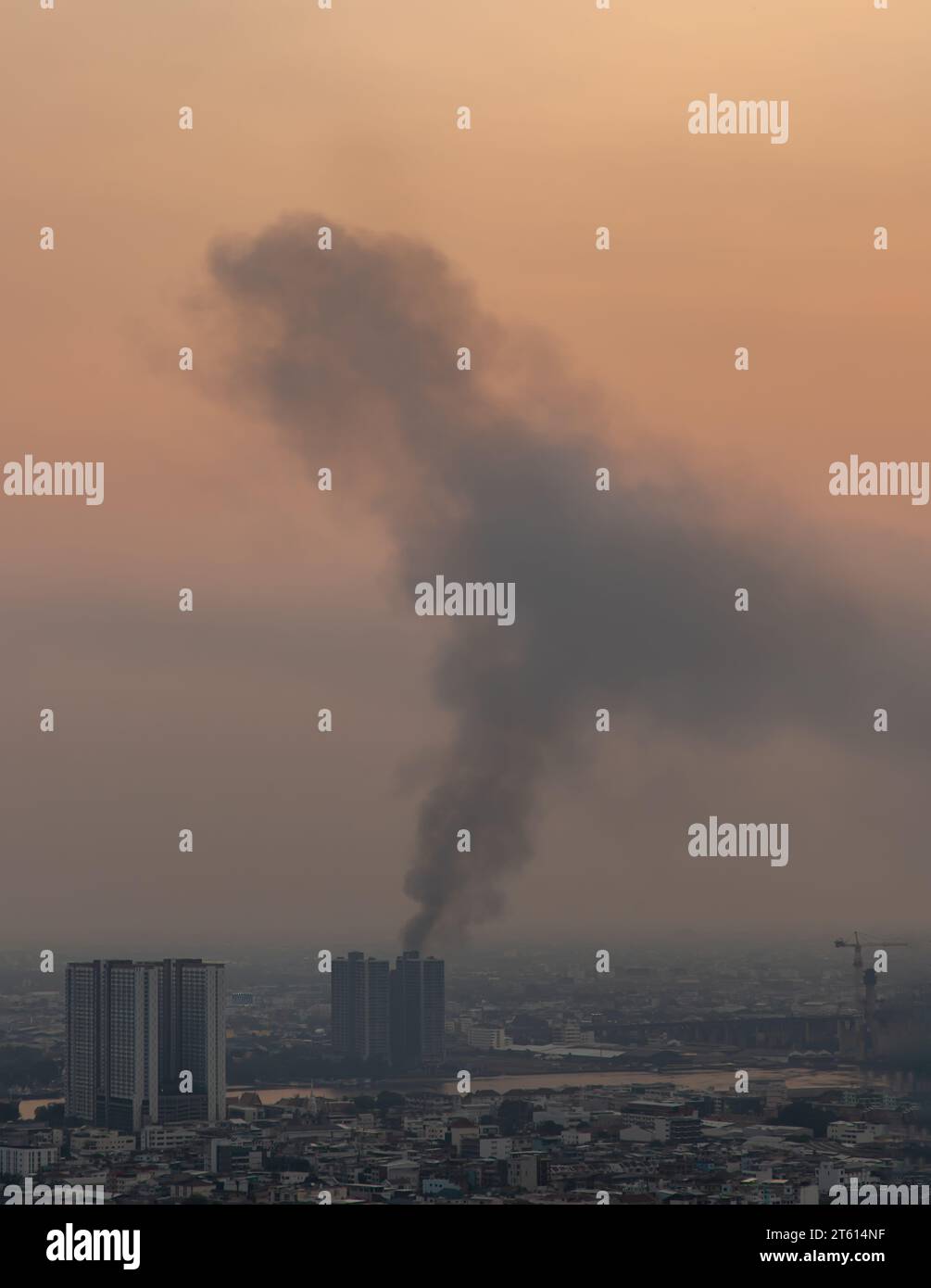 Bangkok, Thailand - 08 Apr, 2022 : Plume of black smoke clouds from ...