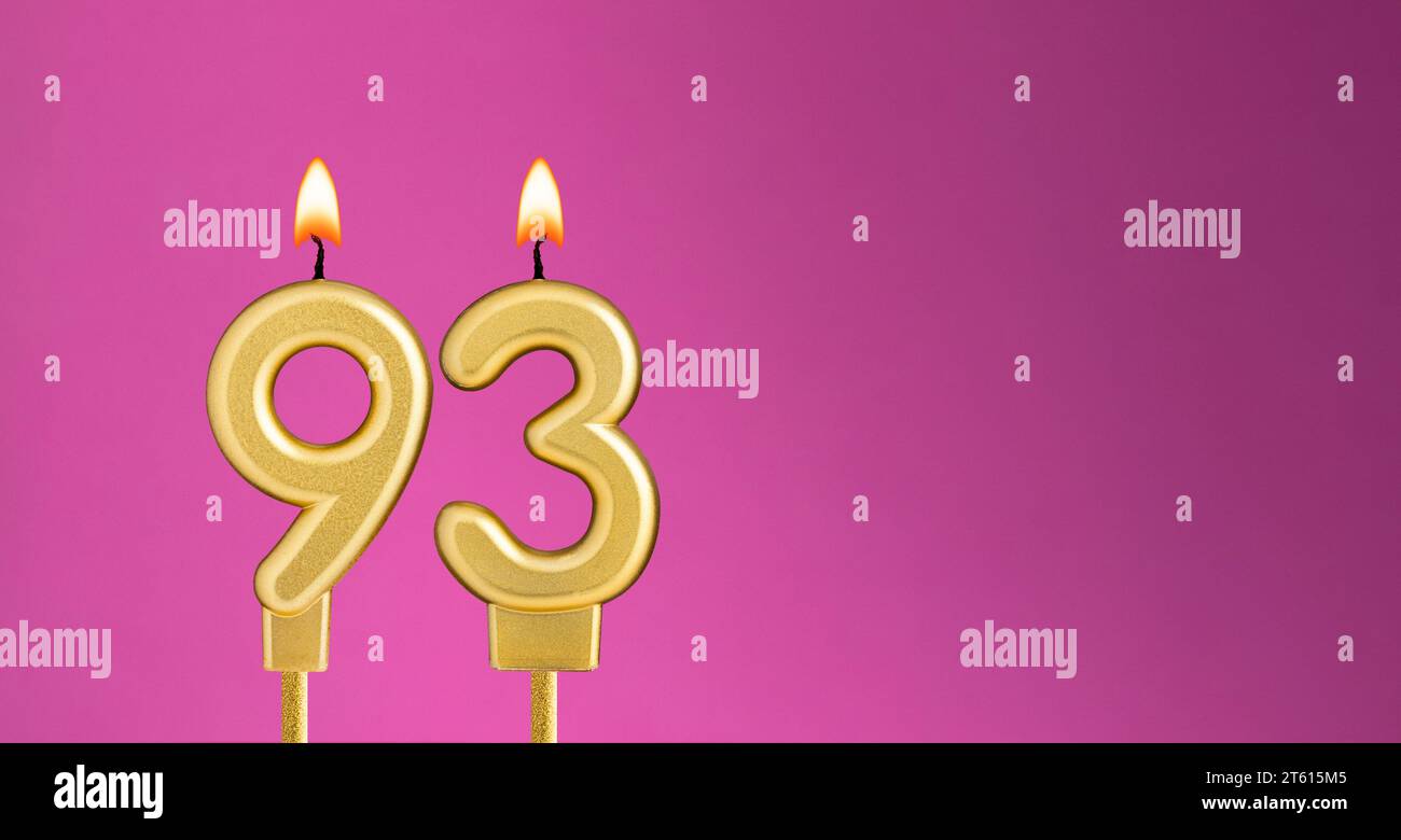 Candle number 93 in purple background - birthday card Stock Photo - Alamy