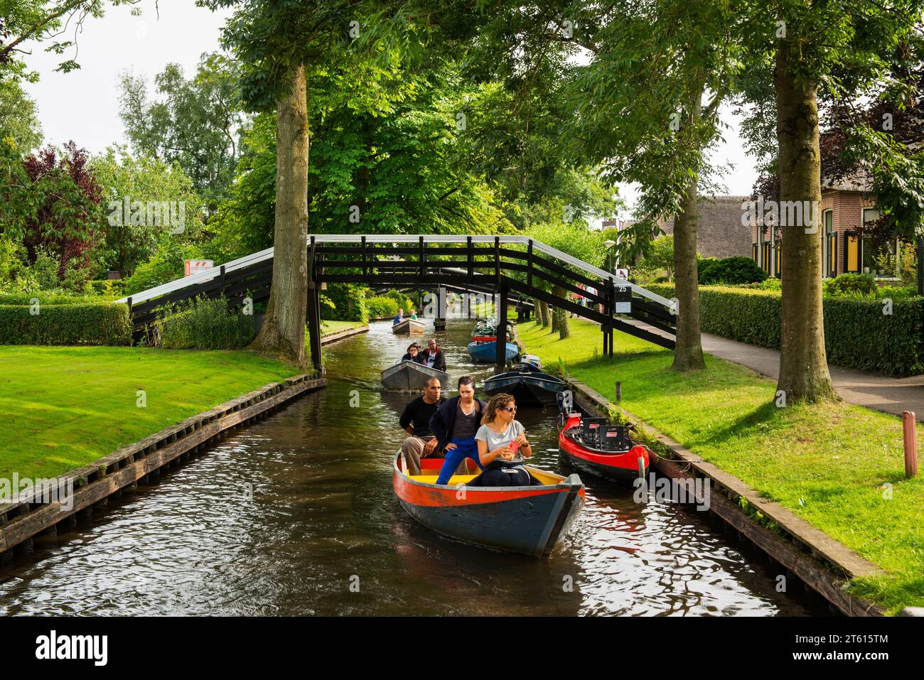 Boating on Giethoorn canals in Flevoland, Netherlandsc Stock Photo - Alamy