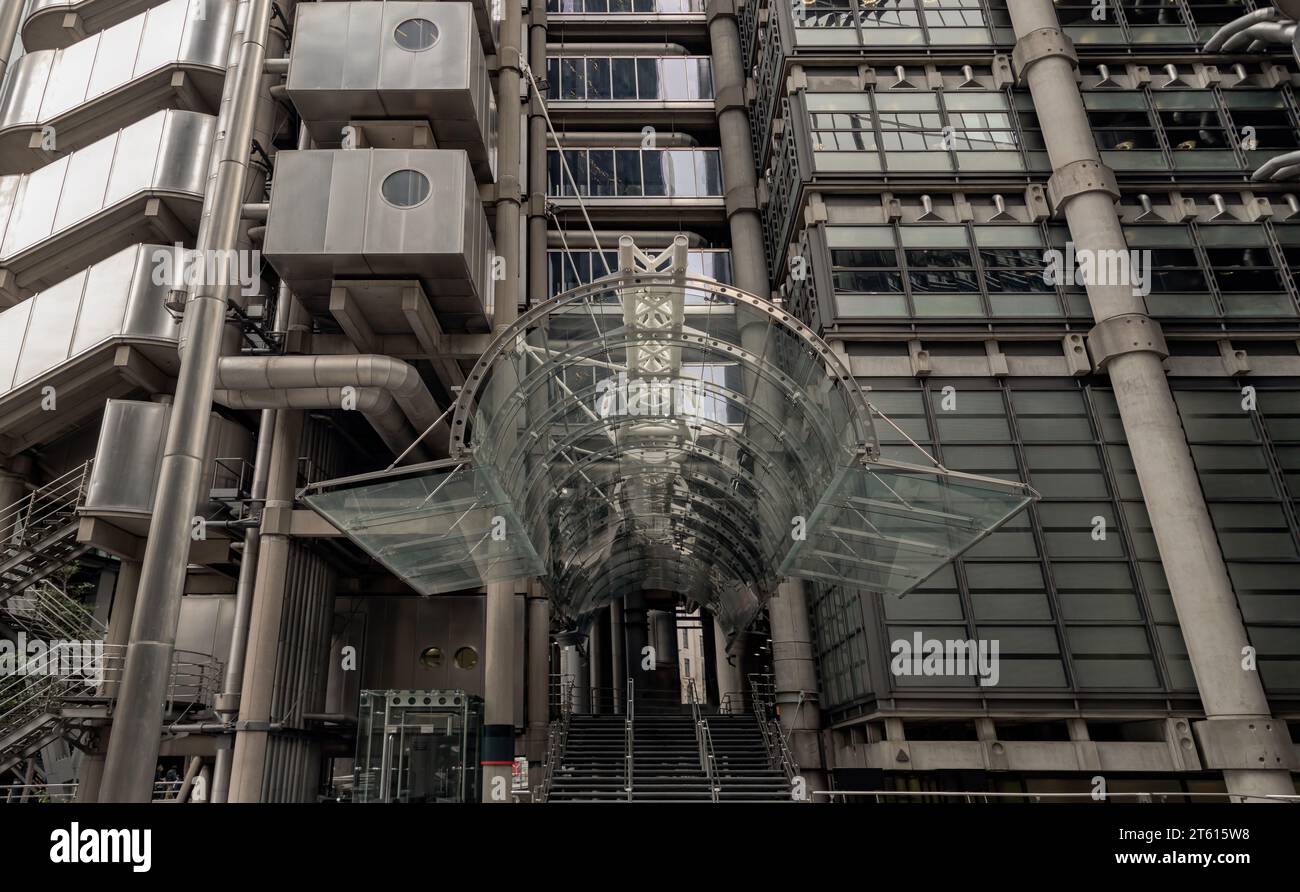 London, UK - Oct 23, 2023 - Main entrance of The Lloyd's insurance ...