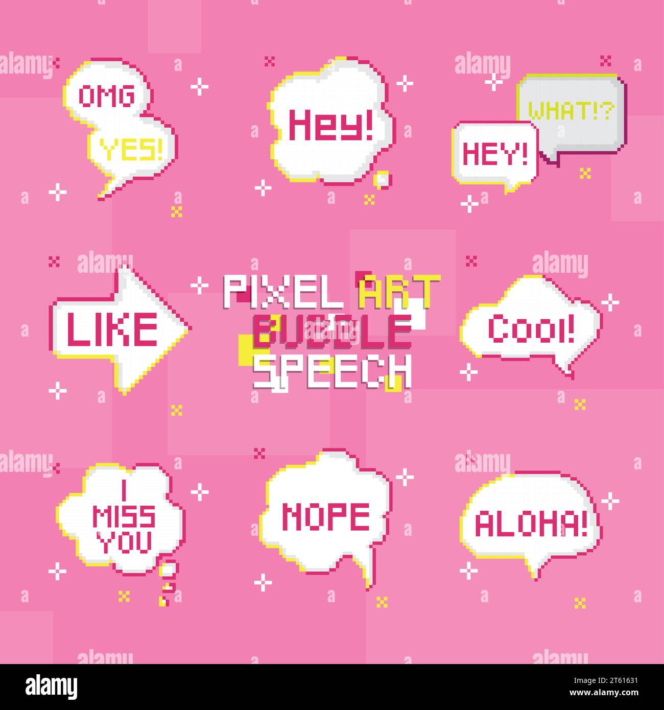 Set of pixel speech bubbles with a cartoon expression Vector Stock ...