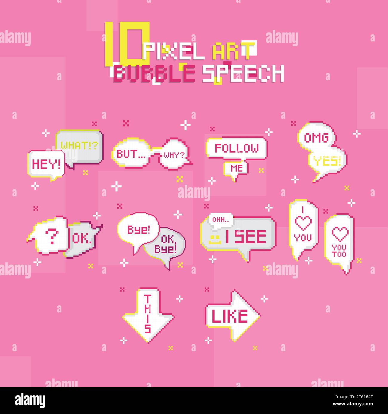 Set of pixel speech bubbles with a cartoon expression Vector Stock ...