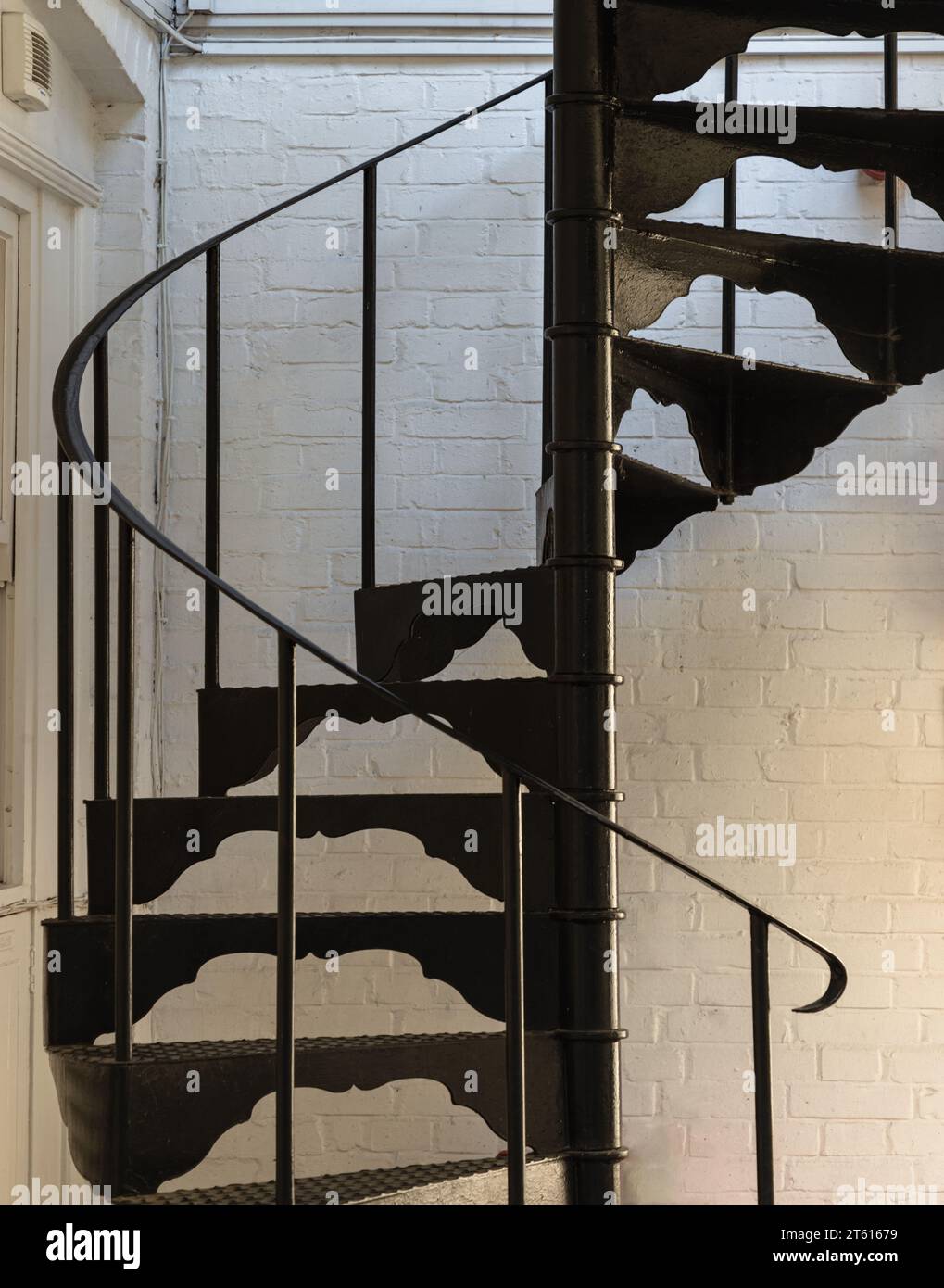 London, UK - Oct 24, 2023 - Vertical view of Black metal spiral ...