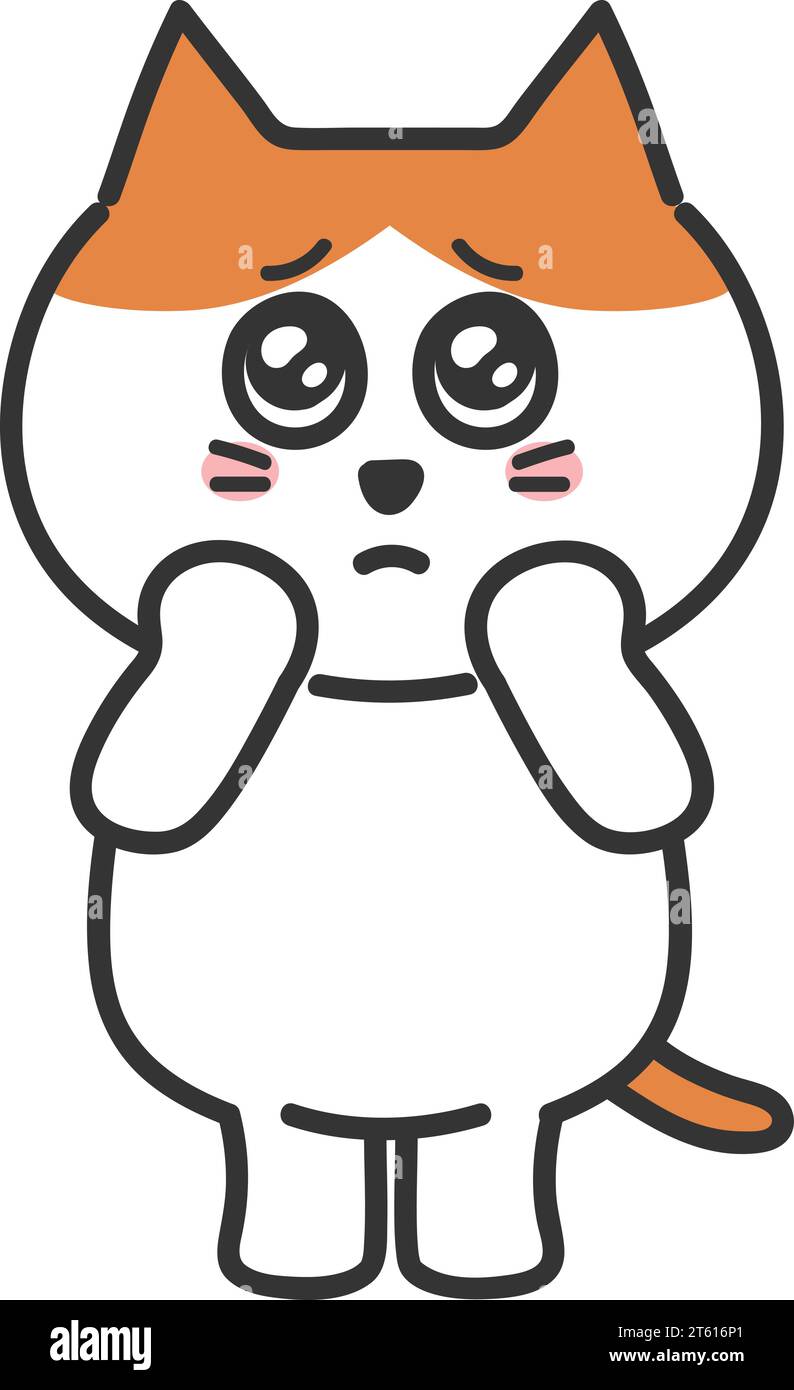 Cartoon orange tabby cat pleading something, vector illustration ...
