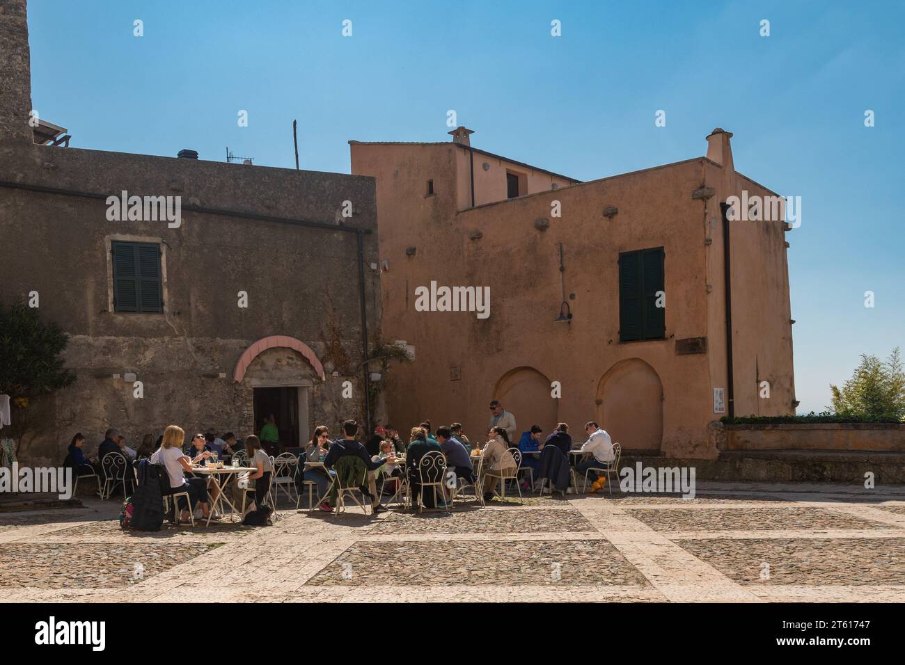 People in an outdoor cafè in Piazza Sant'Agostino, centre of the ...