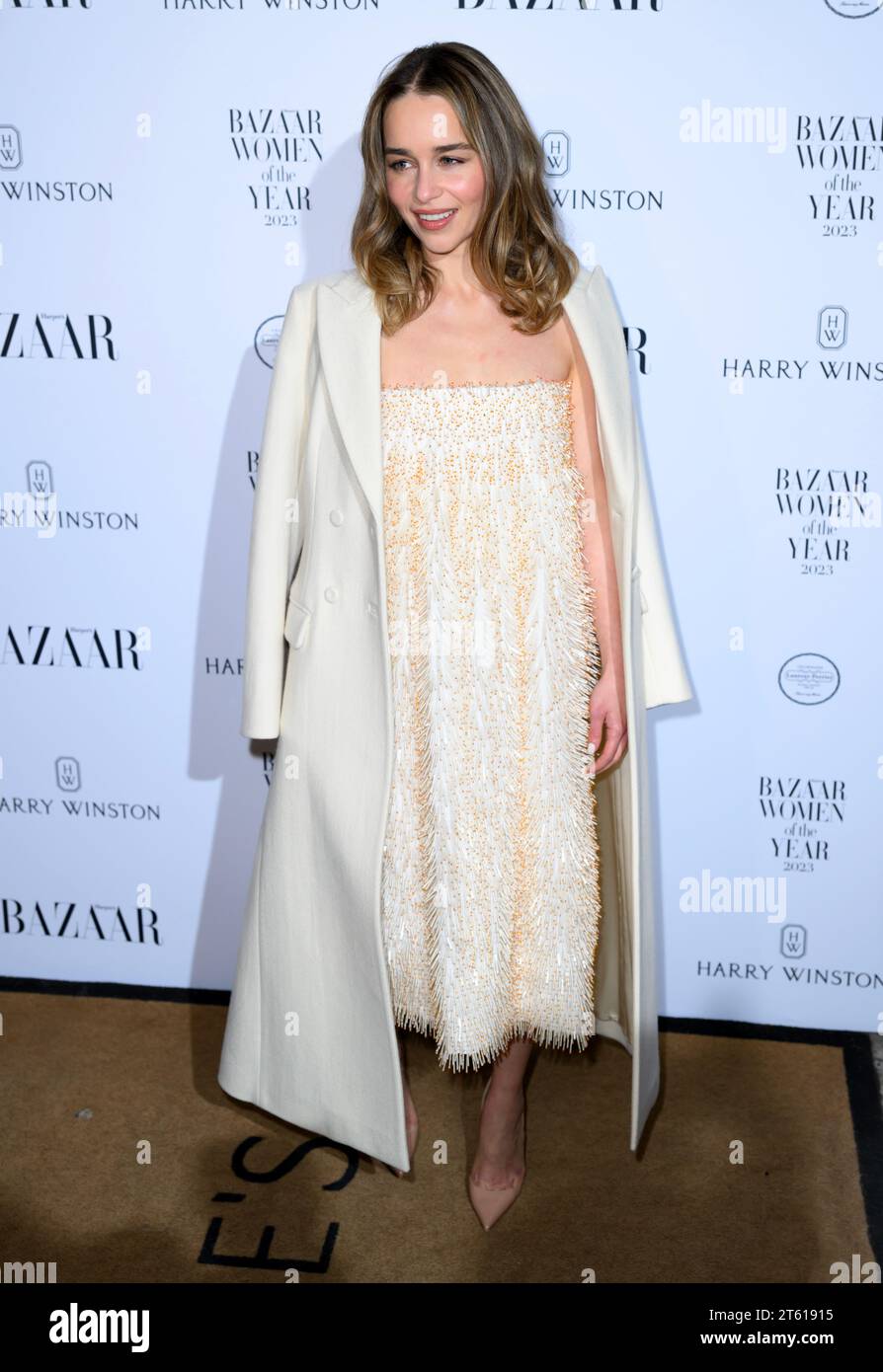 London, UK. November 7th, 2023. Emilia Clarke arriving at the Harper's ...