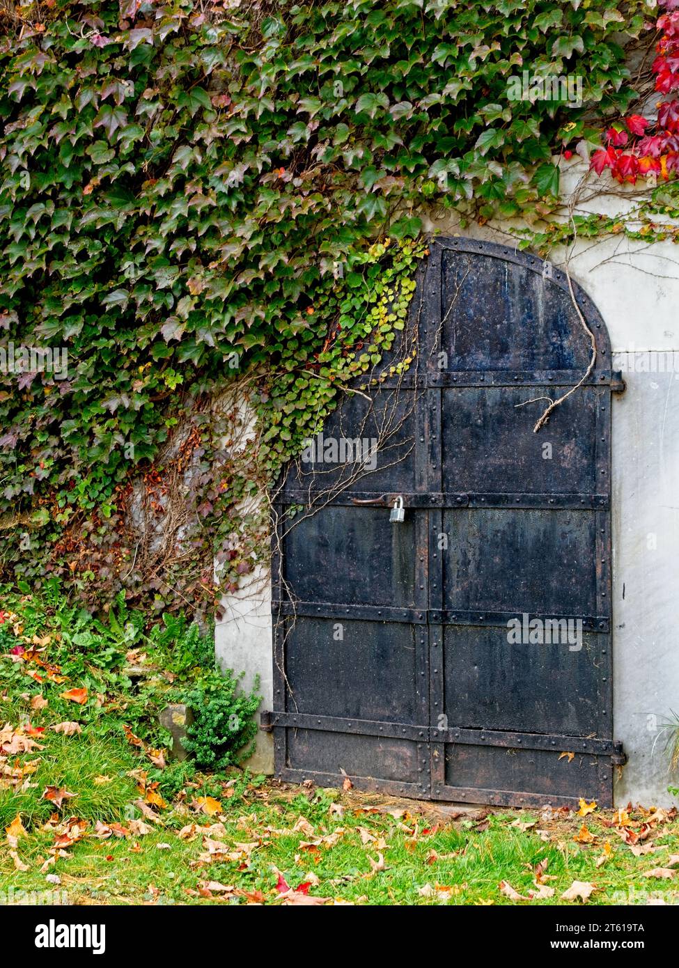 Black iron door entrance to crypt in 1806 Old First Congregational ...