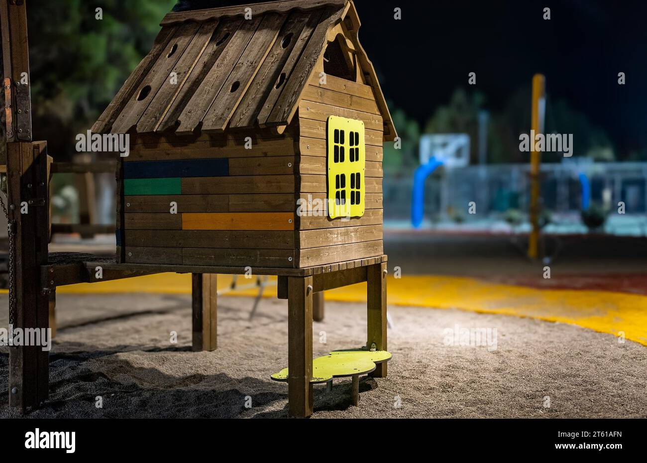 Children playground in city park at night Stock Photo - Alamy